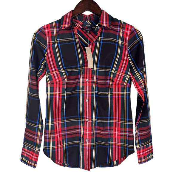 J. Crew | Tops | J Crew Tartan Plaid Curvy Button Down Shirt New | Poshmark